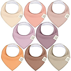 8-Pack Organic Baby Bandana Drool Bibs for Girls - Super Absorbent Baby Bibs for Baby Girls, Baby Boys, Soft Cotton Bandana Bibs, Baby Drool Bib, Teething Bibs for Infant, Toddler, Bib Girl (Mauve)