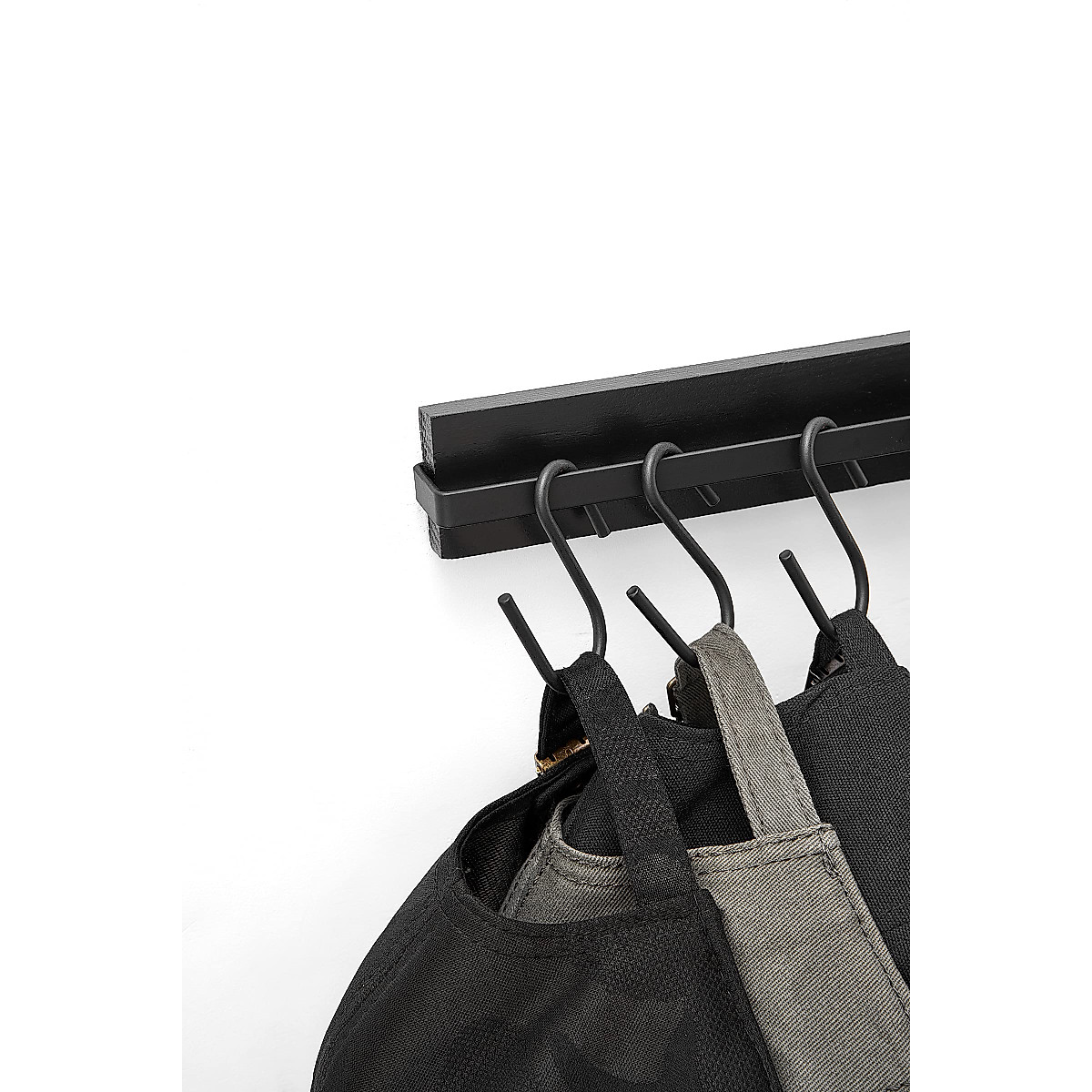 Mkono Hat Rack for Wall Wooden Baseball Caps Organizer with 20 Hooks Rustic Cowboy Hat Hanger Wall Mounted Caps Display Rack for Closet Bedroom Entryway, Set of 2, Black