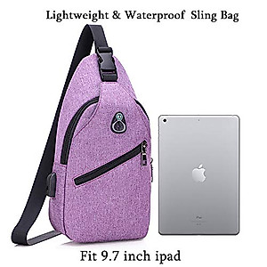 Crossbody Sling Backpack Sling Bag with USB Cable Travel Hiking Chest Bag Daypack for Women Men