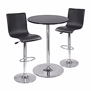 Winsome Spectrum 3 Piece Round Pub Table Set, Black / Metal, 28"