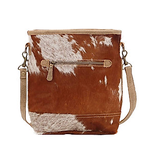 Myra Bag Nut Brown Upcycled Canvas & Cowhide Shoulder Bag S-1463