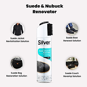 Silver Suede and Nubuck Color Dye Spray - Waterproof, Restores Faded Colors, Easy to Use 8.5oz (Black)