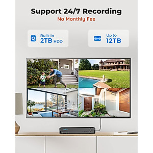 Reolink 5MP PoE Security Camera System Bundle, 6pcs 5MP Smart Human Vehicle Detection PoE Cameras, nDome IP Cameras, an 8CH NVR Pre-Installed with 2TB HDD(Include 4 x 18M Cat5 Cable)