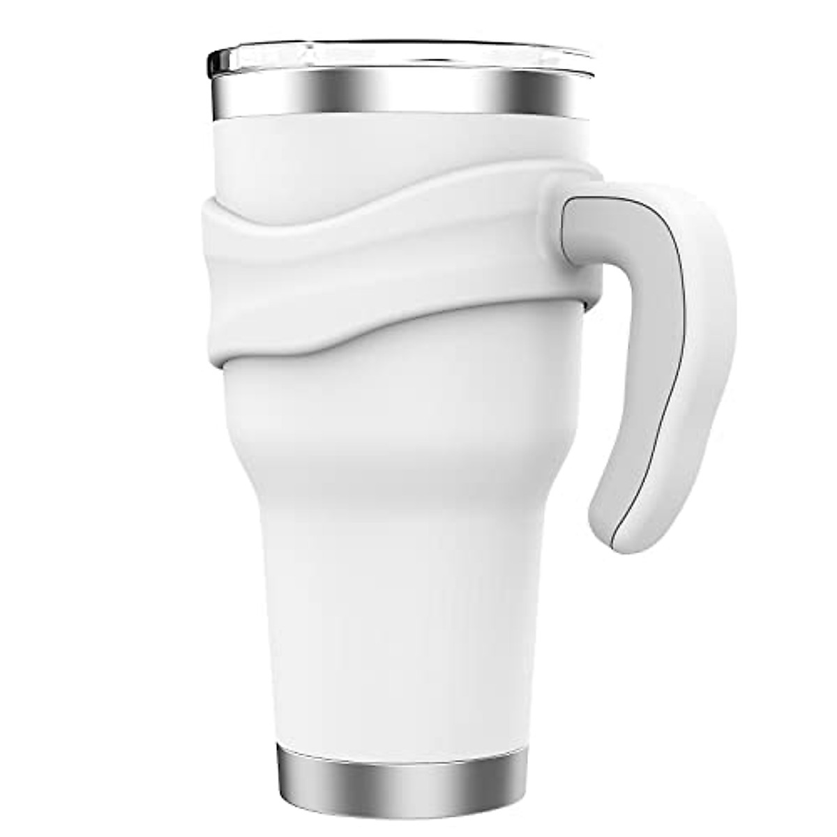 Tumbler Handle Fits for 30 OZ YETI Rambler,Rtic Mug-Previously Design,Sic,OZARK TRAIL & More Tumbler Travel Mug | BPA FREE（Handle Only） (White)
