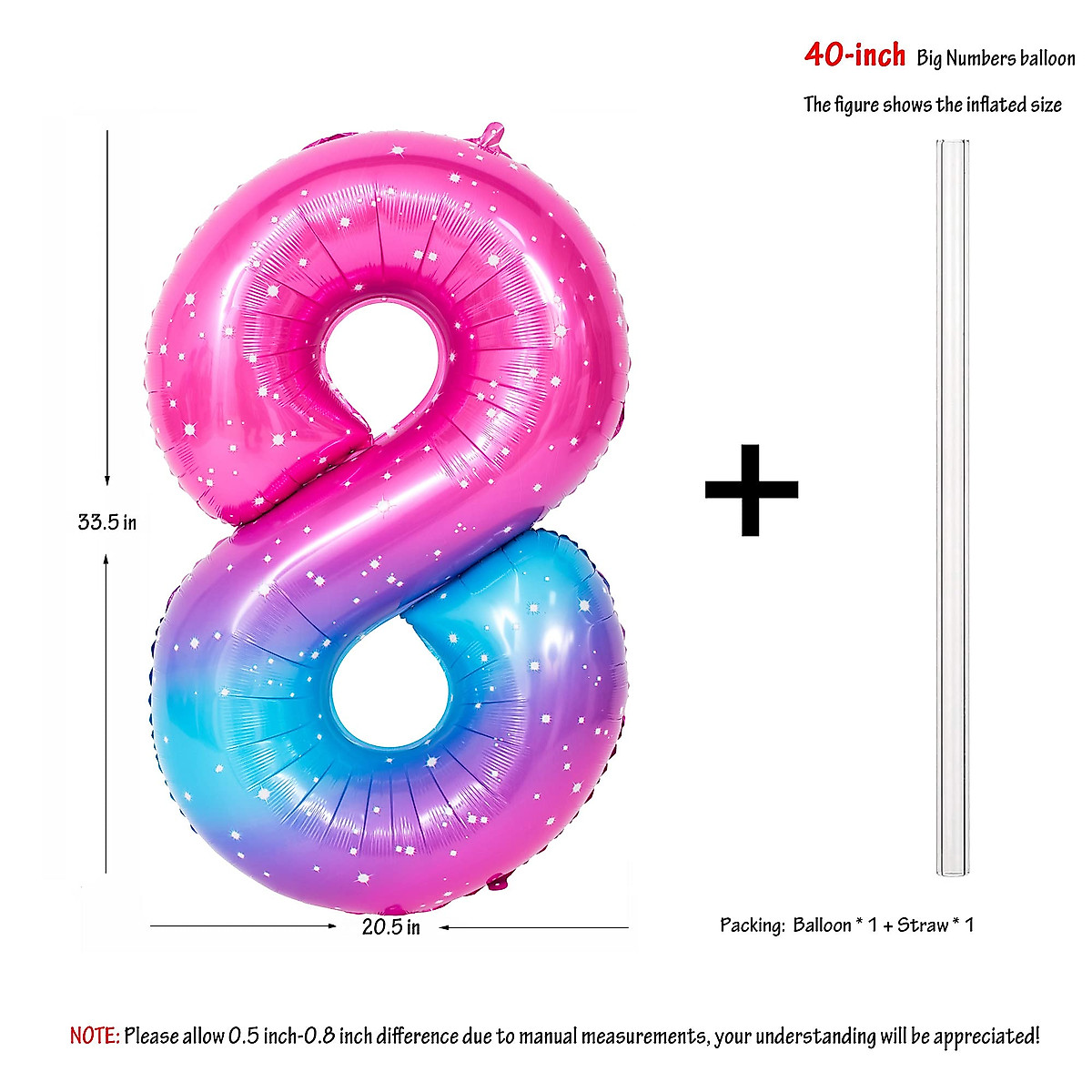 40 Inch Starry blue Number Balloons Helium Foil Mylar Balloon Birthday Party banquet Decoration (Starry blue 8)