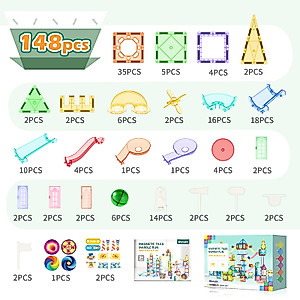 148PCS Magnetic Tiles Pipe Magnetic Blocks Magnets Toys for Kids Toddler Toys, Compatible with Major Brands Magnet Toys, Magnetic Building Set Magnet Tiles Building Block for Age 8-12 Girl Boy Toys