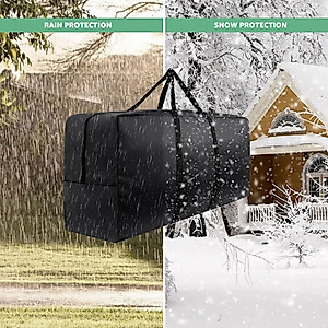 Garden Cushion Storage Bag 420D Waterproof 68" Rectangular Outdoor Patio Cushion Storage Bag — Outdoor Cushion Storage Bag with Zipper and Handles Extra Large Storage Bags 68" L x 29" H x 20" W Black