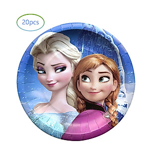 Hysnol Frozen Birthday Party Supplies, include 20 Plates and 20 Napkins, Frozen Birthday Party Decorations