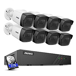 ANNKE H500 3K 5MP Poe Security Camera System with Audio, 8CH H.265+ NVR with 2TB HDD for 7/24 Recording, 8pcs Wired Outdoor IP Camera, Human&Vehicle Detection, Color Night Vision, Build-in Mic, IP67