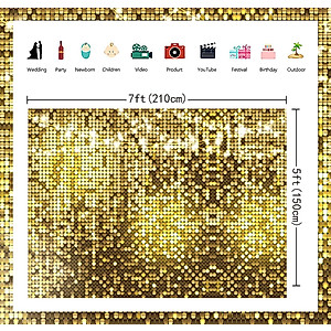 Generic Gold Glitter Backdrop Disco Themed Photography Backdrop for Anniversary Birthday Bridal Shower Wedding Prom Party Decorations Supplies Photo Studio Props (7X5FT(82x59inch))