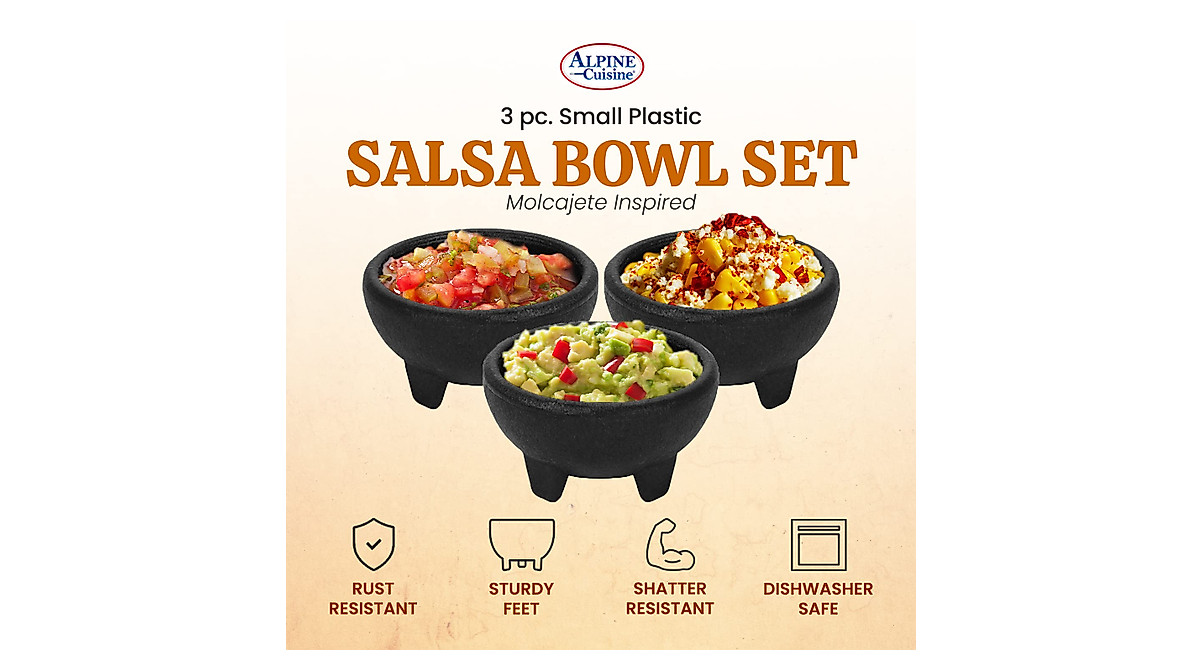 Alpine Cuisine Salsa Bowls Set - Durable & Easy to Clean