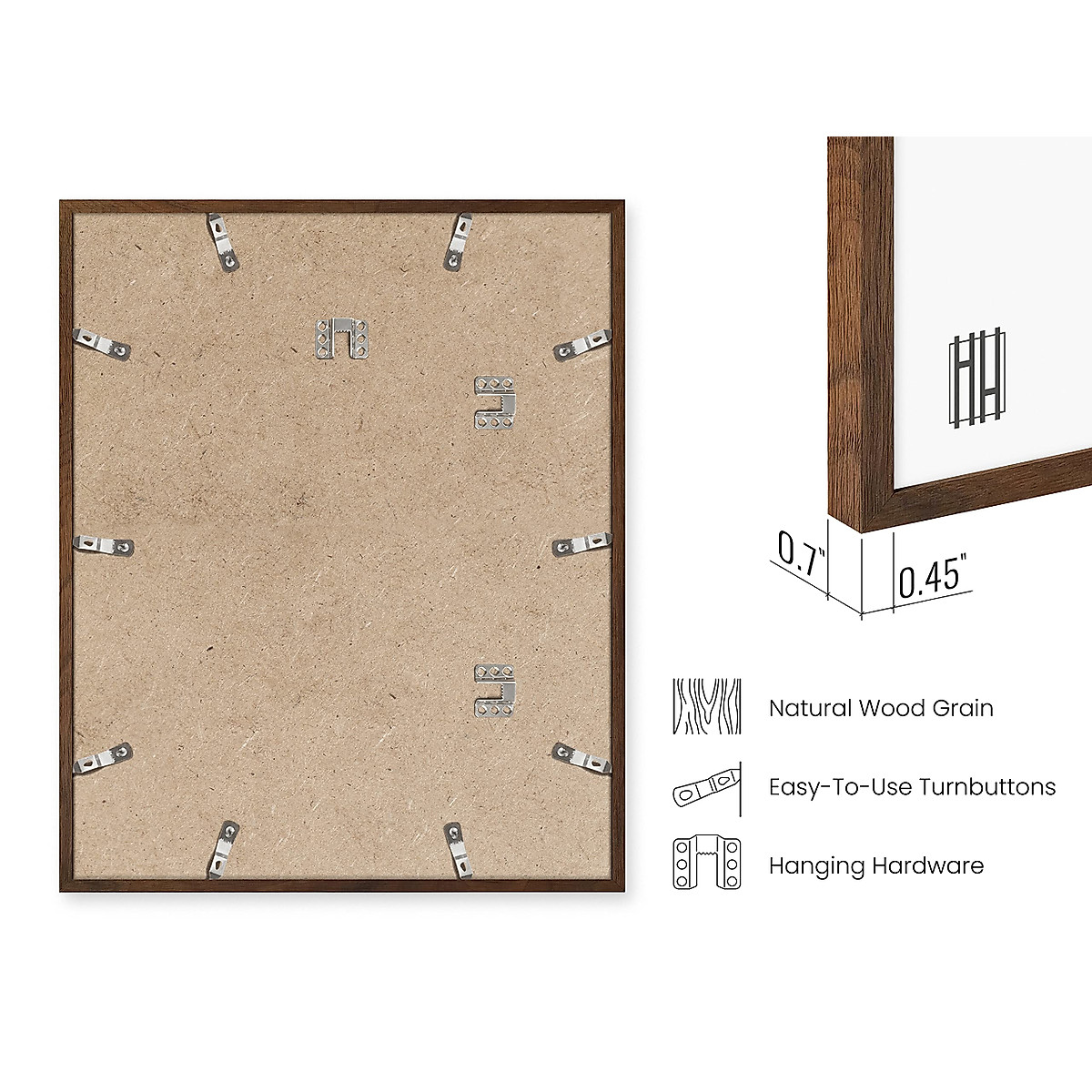 HAUS AND HUES 16x20 Frames Set of 3 - Walnut 16x20 Poster Frames for Wall, 16 x 20 Picture Frames Wood 16x20 Inch Frame, Wooden Gallery Wall Frame Set, 3 Piece 20 x 16 Photo Frame