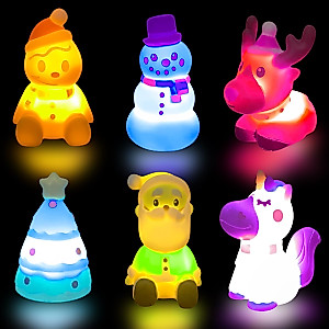 Jofan 6 Pack Christmas Light Up Bath Toys Christmas Toys for Kids Toddlers Boys Girls Christmas Stocking Stuffers Party Favors Gifts