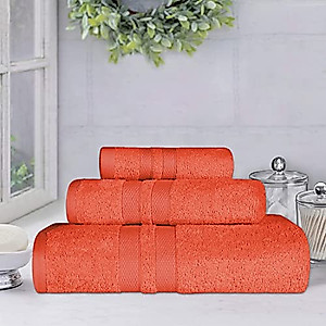 SUPERIOR - 500GSM 6 PC SET TG Superior Egyptian Cotton Towels, Washcloths, Hand, Bath, Tangerine, 6 Piece