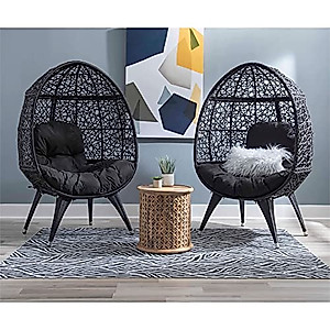 Linon Cloyd Metal Indoor Outdoor Round Chair in Black