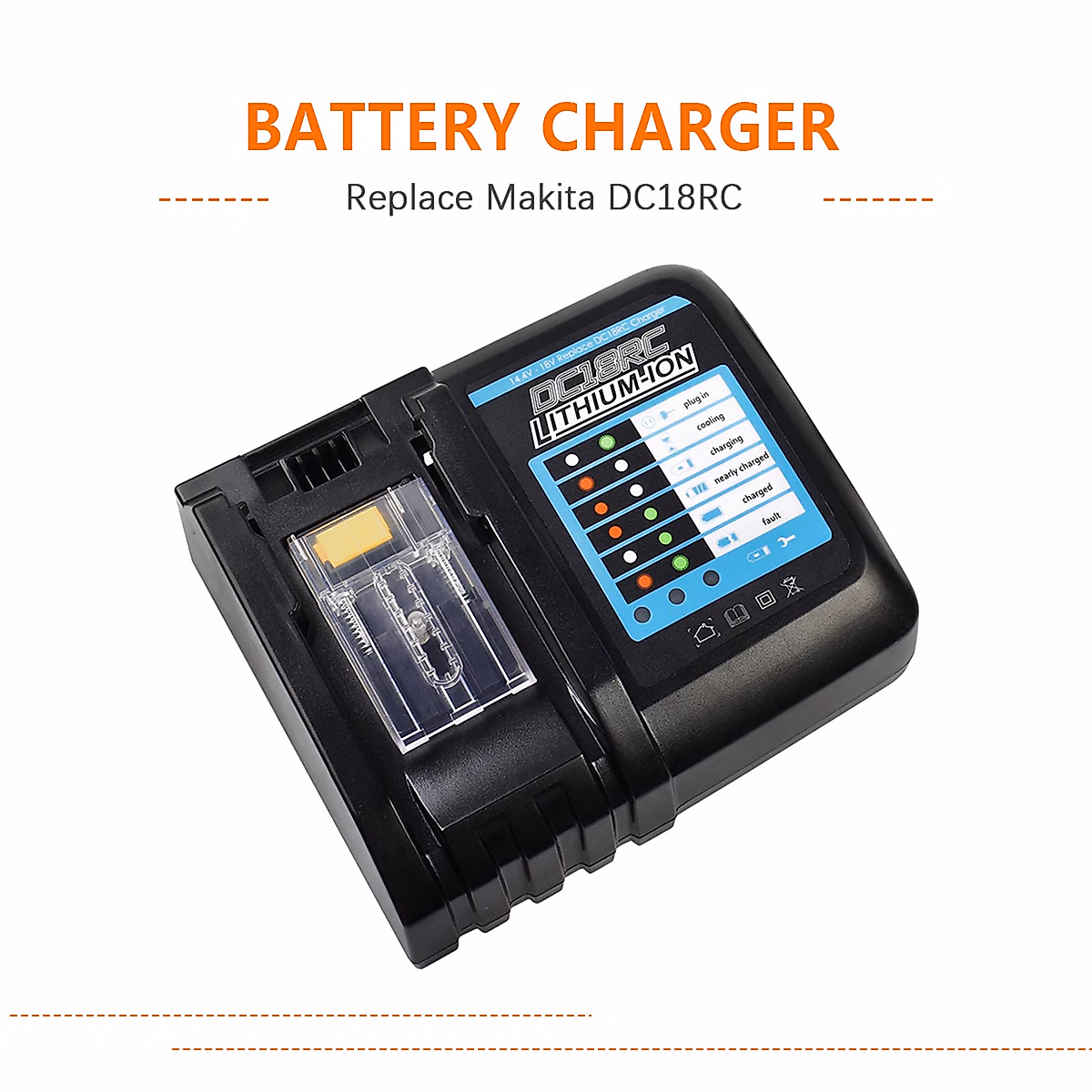 Powtree Lithium Drill Battery Charger DC18RC DC18RD Replacement for 14.4V-18V LXT Battery BL1850 BL1840B BL1820 BL1815 BL1860 BL1430 BL1450 BL1830 with LED Screen