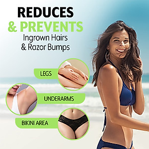 Princereigns Ingrown Hair Serum - Organic Razor Bump & Redness Solution for Men & Women, Ideal for Face, Bikini, Legs, Underarm, Prevents Future Ingrown Hairs, No Alcohol or Oils - 2 Fl. Oz