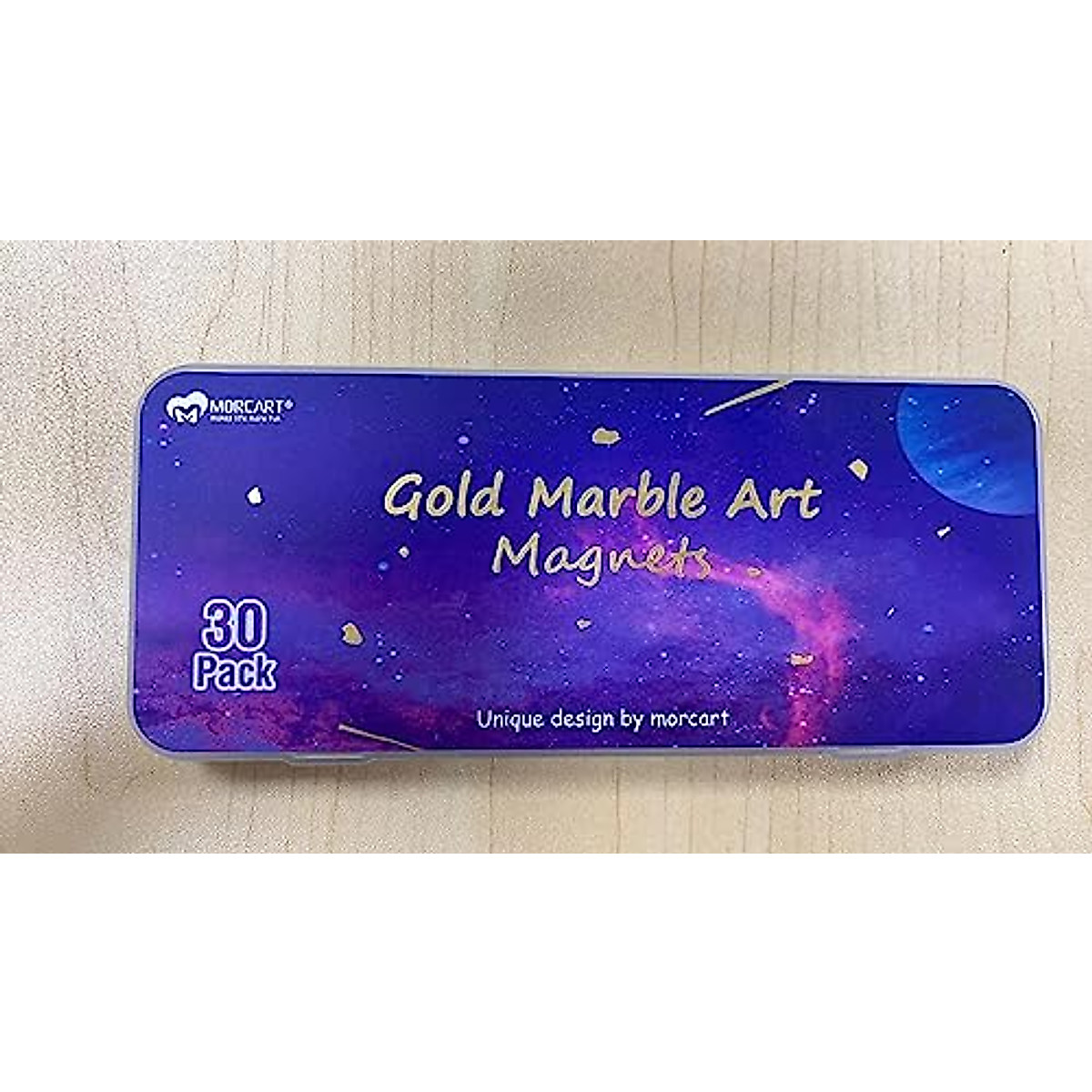 MORCART Fridge Magnets, Cute Locker Magnets, Decorative Magnets for Refrigerator Whiteboard Cabinet Office Kitchen Blackboard Bronzing Art Gift for Adult Hexagon 30PCS (Blue)