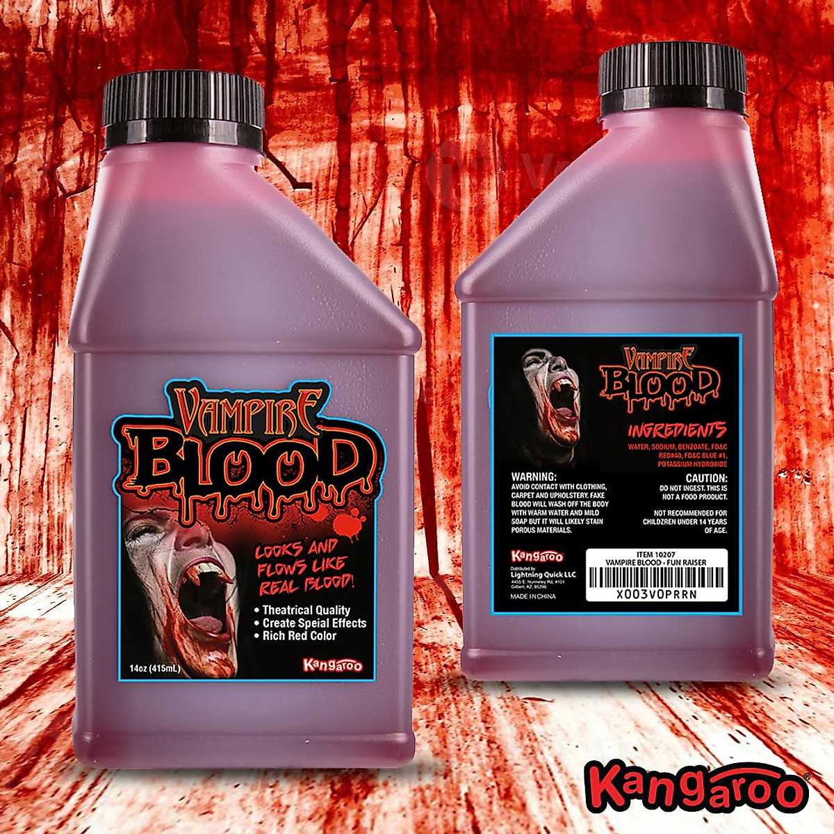 Kangaroo Fake Blood for Halloween, Special Effects Makeup, True Blood Color, 14 oz, Package May Vary