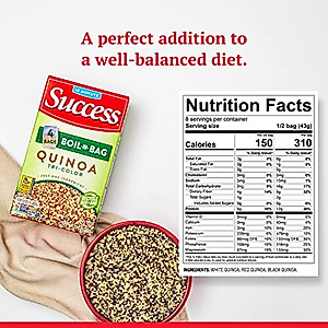 Success Boil-In-Bag Quinoa, Quick Tri-Color Quinoa, 12-Ounce Box