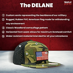 TRIPLE NIKEL | USA American Flag Patriotic Snapback Camo Hat for Men or Women