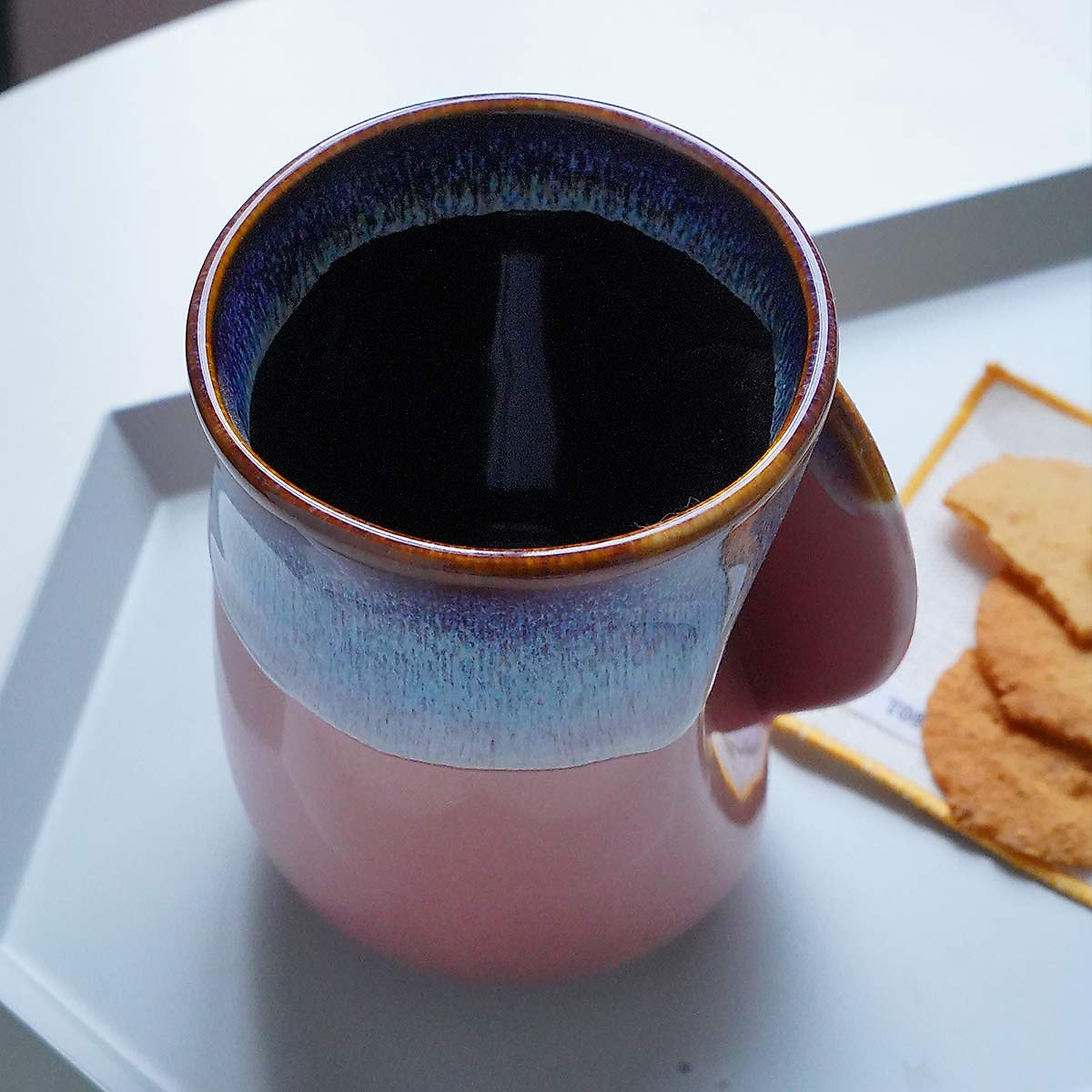 Selamica Porcelain 18oz Novelty Right-handed Handwarmer Mug, Coffee Mug, Tea Mug for family friends and couple - Purple