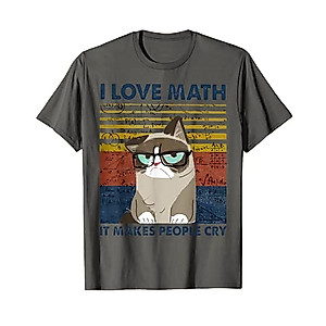 I Love Math It Makes People Cry Cat Vintage Retro T-Shirt