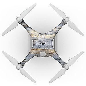 Design Skinz Design Skinz Vintage Wooden Planks with Yellow Paint Full-Body Wrap Decal Skin-Kit Compatible with The Drone DJI Mavic Air