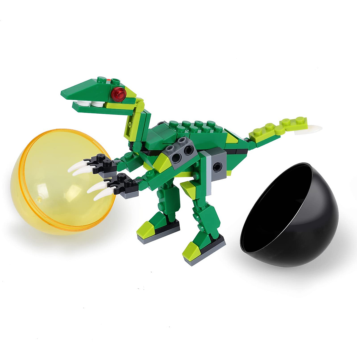 6pcs Easter Eggs Filled with Toys Dinosaur Building Blocks, Easter Basket Stuffers for Boys, Prefilled Plastic Easter Eggs for Easter Eggs Hunt, Easter Egg Fillers