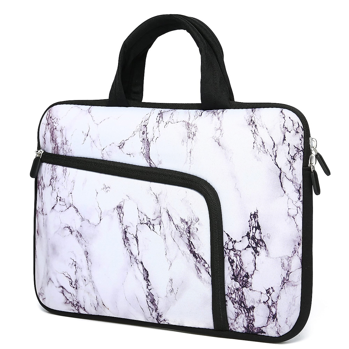 14 15 15.4 15.6 Inch Laptop Handle Bag Computer Protective Case Sleeve Neoprene Cover Compatible with MacBook Pro 15" 15.6" Dell Lenovo HP Asus Acer Sony Toshiba Chromebook Notebook (White Marble)