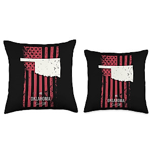 Oklahoma State Map USA Throw Pillow, 16x16, Multicolor