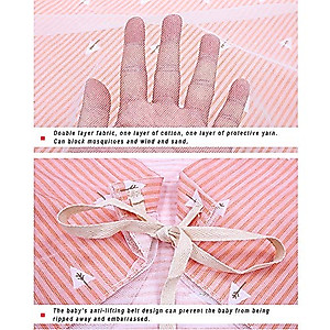 Nursing Covers for Breastfeeding, Soft Cotton Breast Feeding Cover Stroller Cover with Lace Screen Yarn, Privacy Nursing Covers Infant Feeding Cover Infant Breathable for Breastfeeding Supplies（Pink）