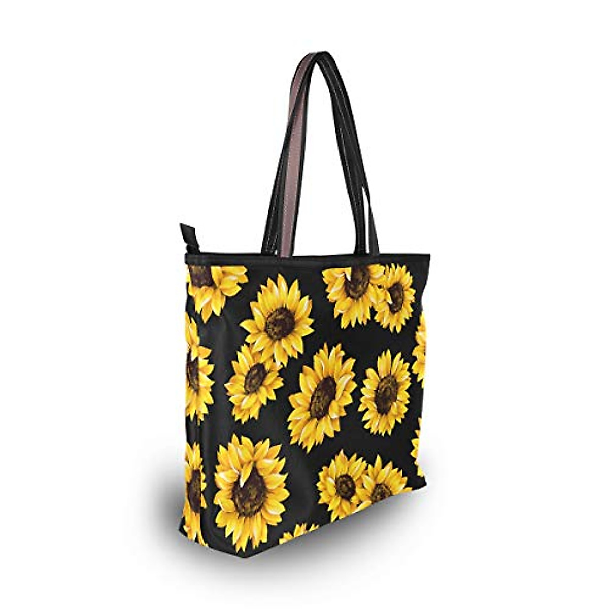 Zip Tote Bag Watercolor Sunflower Women's Handbags Shoulder Bags Satchel Purse