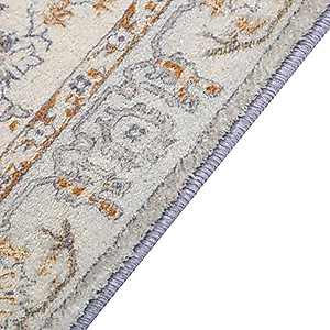 GEVES Grey Oriental Rug 2x3 Boho Entryway Rugs for Bedroom Kitchen Bathroom Decor Doormat Washable Indoor Use Non-Slip Rubber Backing