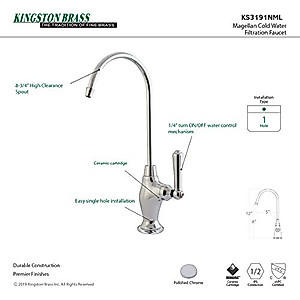 Kingston Brass KS3191NML Magellan Water Filtration Faucet, Polished Chrome, 10.81 x 4.63 x 1.75