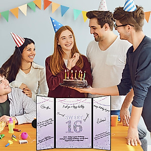 Roetyce Sweet 16 Party Decorations, Purple Sweet 16 Guest Book, 16th Birthday Decorations for Girls, Sweet 16 Birthday Gifts, Jumbo 16th Birthday Card Signature Board, 16 Years Old Bday Party Supplies