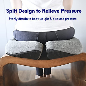 Cushion Lab Patented Pressure Relief Seat Cushion for Long Sitting Hours on Office & Home Chair - Extra-Dense Memory Foam for Soft Support. Car & Chair Pad for Hip, Tailbone, Coccyx, Sciatica - Black