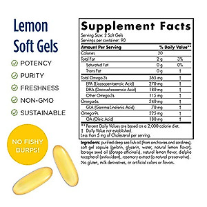 Nordic Naturals Complete Omega, Lemon Flavor - 180 Soft Gels - 565 mg Omega-3 - EPA & DHA with Added GLA - Healthy Skin & Joints, Cognition, Positive Mood - Non-GMO - 90 Servings