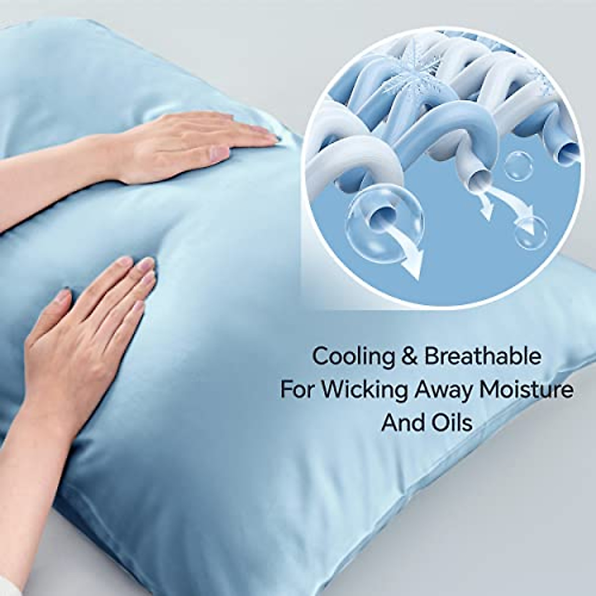 BEDELITE Pillow Cases Standard Size Set of 2, Rayon Derived from Bamboo, Cooling Pillow Cases for Hot Sleepers & Night Sweats, Breathable and Silky Soft Envelope Pillowcases(Blue, 20"x26")