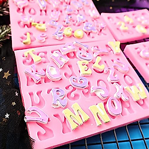 GELIFATLE Letters Molds and Numbers Molds, Silicone Fondant Mold Chocolate Molds, 0-9 Number and 26 Letters Silicone Molds for Baking Desserts and Cake Decoration (4 pack)
