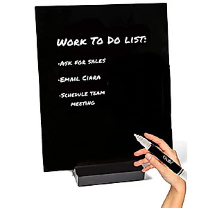 Desktop Dry Erase Board (Black Acrylic) with Stand for Home Office – 10” x 10” Portable Memo Board & to Do List – Reusable Study Pad