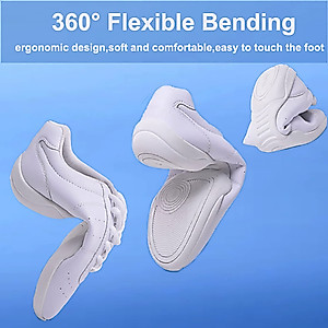 yamerbo Cheer Shoes for Youth Girls, White Varsity Cheerleading Shoes for Women, Breathable and Lightweight Dance Athletic Flats, Women Competition Training Tennis Sneaker Shoes -White 1