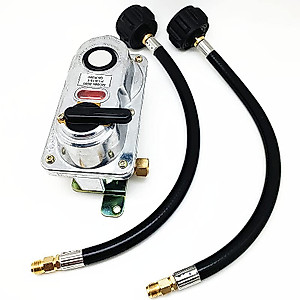 RV Propane Regulator 2 Stage Auto Changeover Propane Regulator with hose, Dual Propane Tank Regulator for RV Trailers Camper