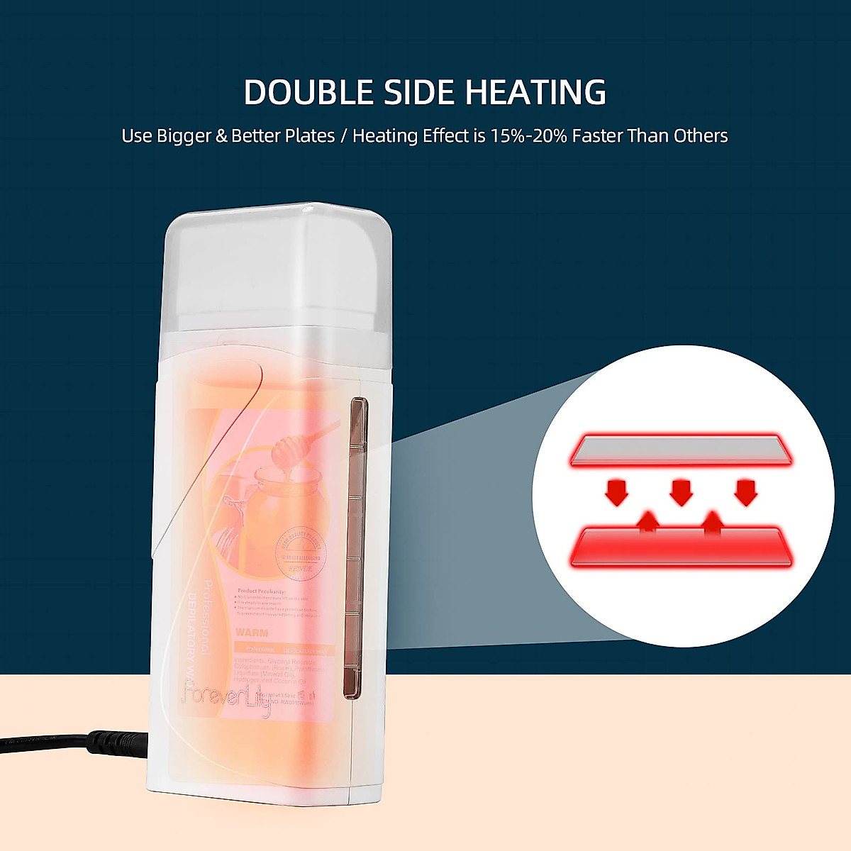 foreverLily Upgrade Wax Warmer for Hair Removal, Roll On Wax Heater, Depilatory Wax Warmer Machine for Men Women, New Dual Heat-conducting Plates