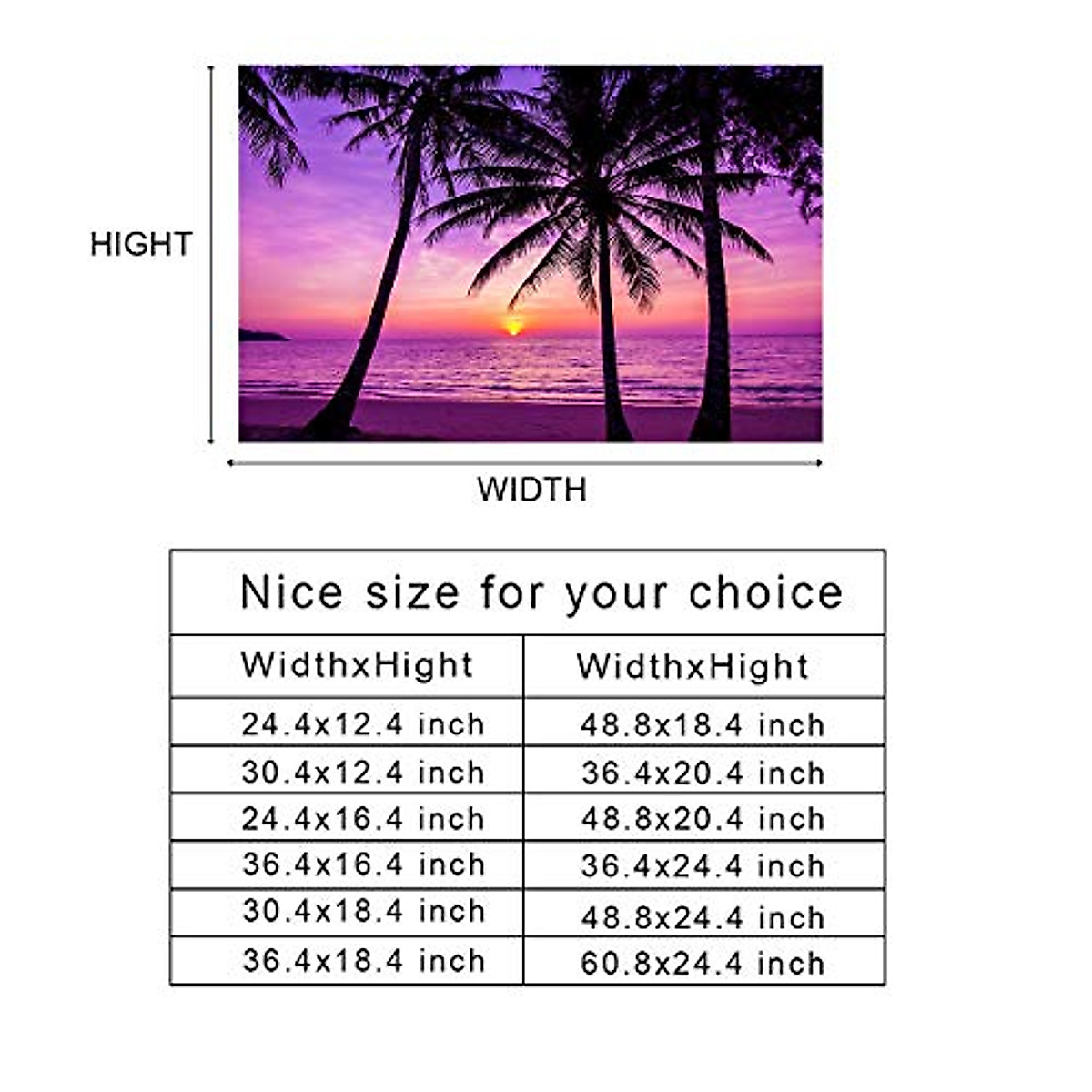 Monroda Purple Coast Aquarium Background, Durable PVC Adhesive Backdrop Aquarium Poster Fish Tank Backgrounds Decorative Paper 18.4x30.4inch, Beach Dusk Seaside Tropical Plants