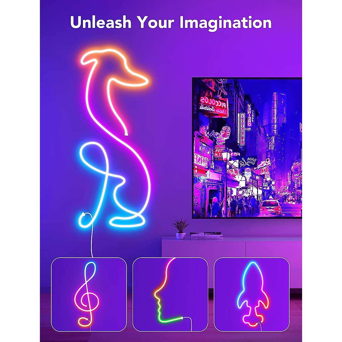 Govee RGBIC Neon Rope Light Mounting Brackets H1000, RGBIC Rope Light Clips, WiFi Neon Lights Holders 20pcs for Neon Rope Light Models H61A0, H61A2, H61A5, H61A8（Not Support H61D3 & H61D5)