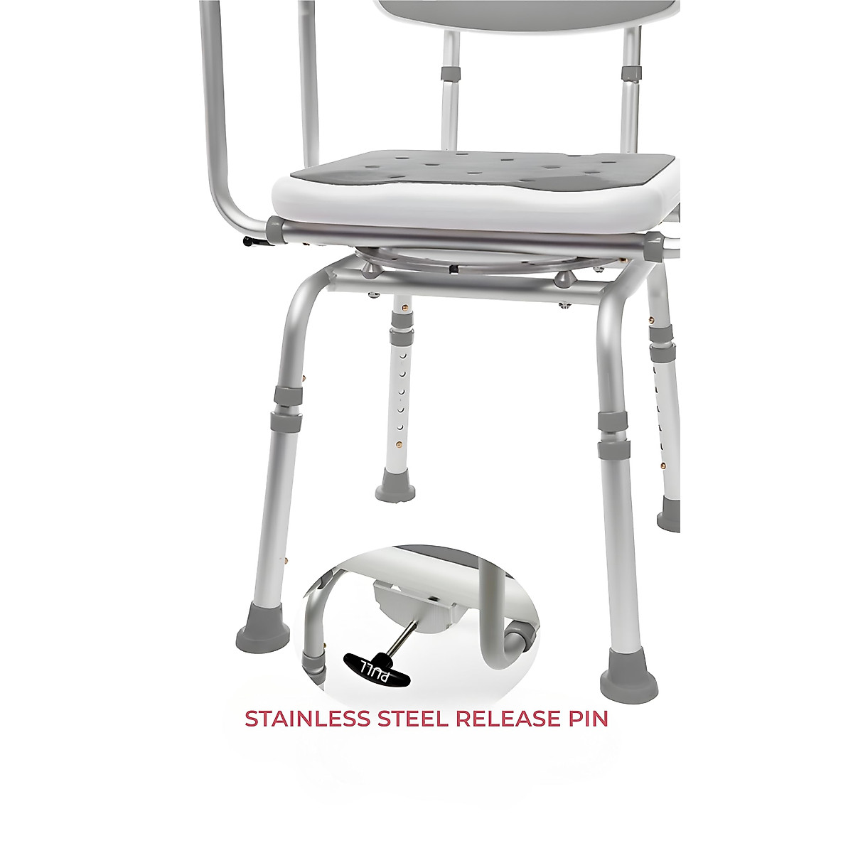 MOBB Premium Bathroom Swivel Shower Chair Bath Bench with Back, 360 Degree Swivel Seat with Locking Mechanism