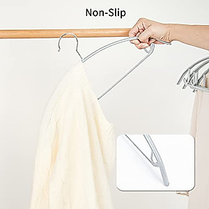 Nature Smile 20 Pack Non-Slip Suit Hanger,Coat Jacket Hangers,Sweater Hangers,PVC-Coating Metal Hangers for Pants,Shawls,Belts,Bras - Dimple & Crease Free T-Shirt Hangers,Silvery Grey Color…