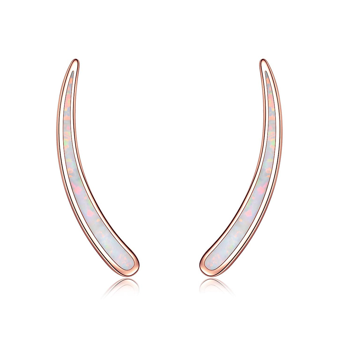 WINNICACA Ear Cuffs Hoop Climber Earrings for Women Sterling Silver Created Opal Crawler Climber Earrings Rose Gold Earrings for Women