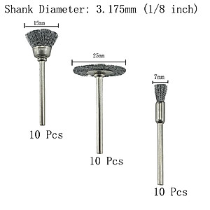 𝐉𝐔𝐍𝐋𝐈𝐗𝐍 30 Pcs Wire Brush Wheel, 1/8 Inch Shank Coarse Crimped Steel Wire Brushes Kits for Dremel Rotary Tool (Silver)